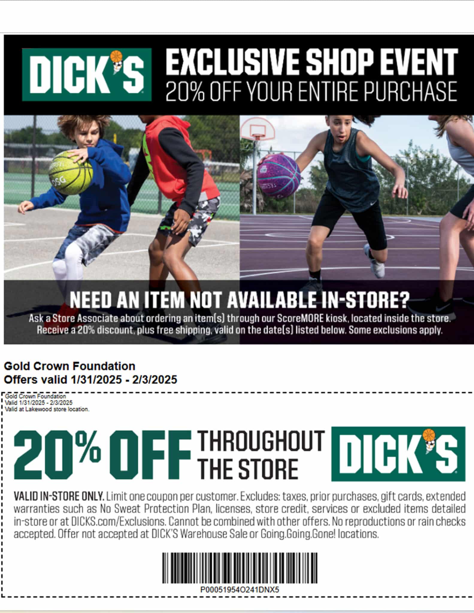 Dick's Sporting Goods Shopping Weekends! - Gold Crown Foundation
